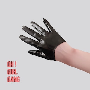 Chic Black Patent Leather Short Gloves (shiny Faux Leather)shiny Black ...