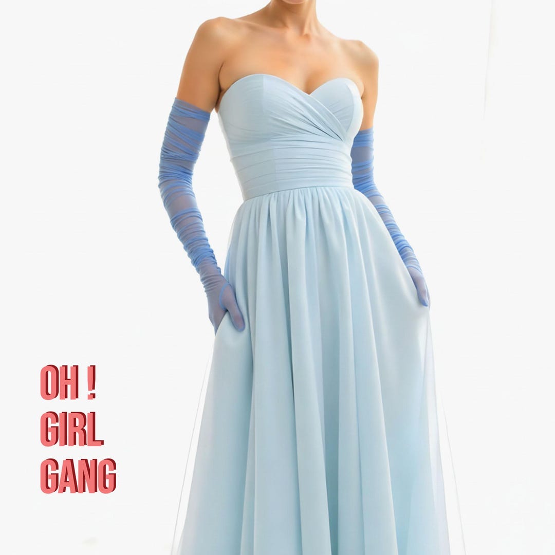 Light Blue Tulle Opera Gloves: Unisex Touch Screen Costume Accessory - Etsy
