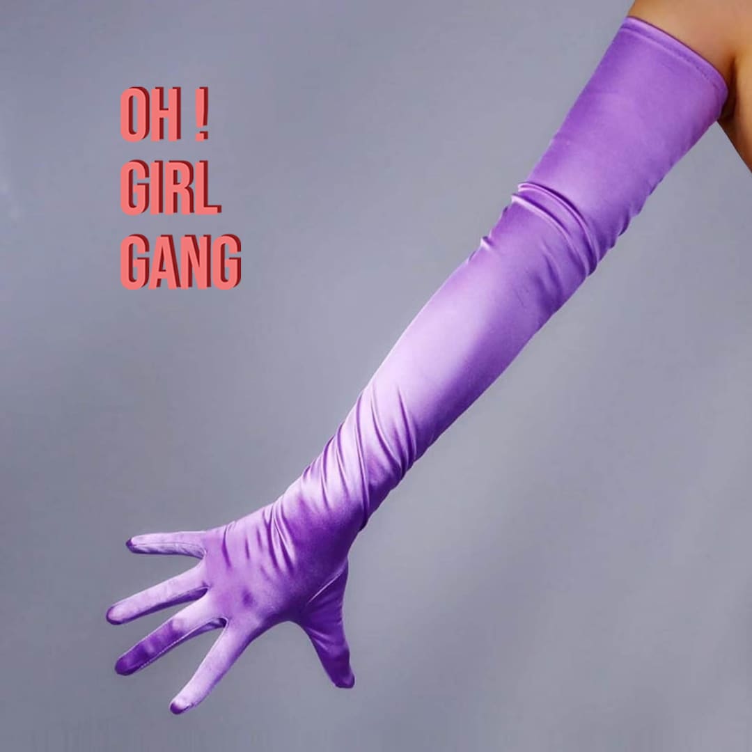 Lavender Silk Satin Opera Gloves, Shiny Satin 70cm Long Gloves, Flapper ...