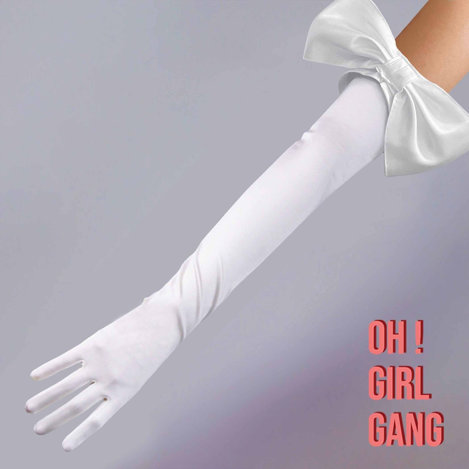 Magenta Pink Fuchsia Satin Opera Gloves With Bow – Bridal Accessories ...