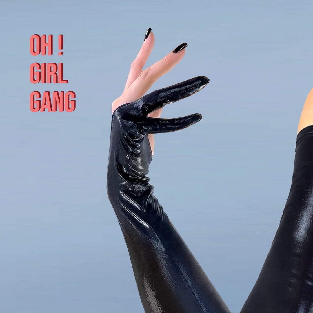 Black Spandex Opera Gloves: Silver Two-finger Rave Costume - Etsy