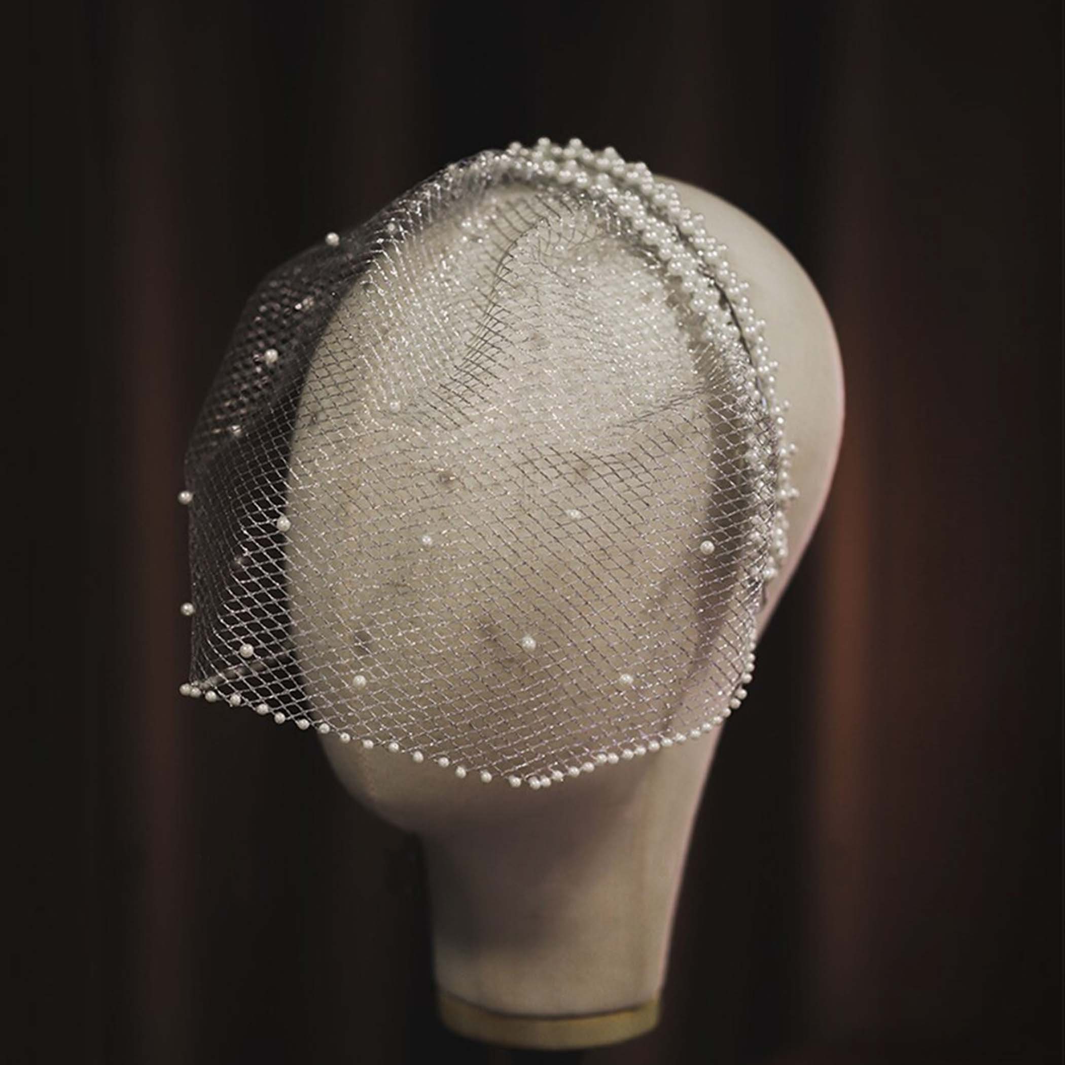 Handmade Birdcage Veil Pearl Wedding Veil White Mesh Veil - Etsy