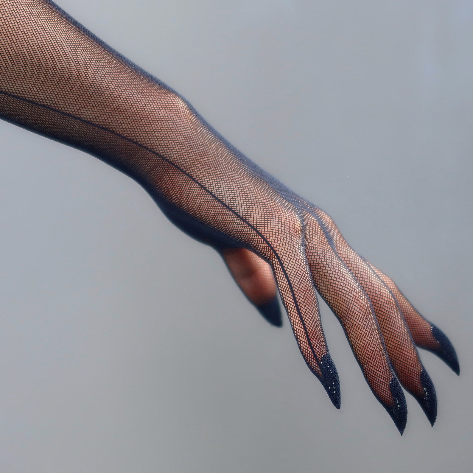 Black Mesh Opera Gloves With Back Lining 70cm Stretchy - Etsy