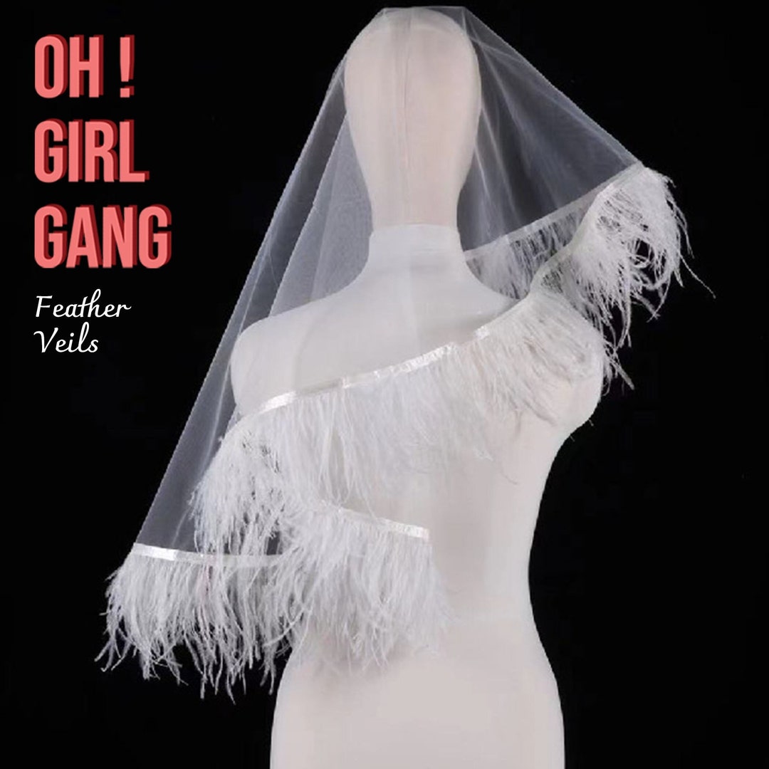 Boho Style Feather Veils: 90cm Long Shoulder Length, Chic Wedding Veils ...