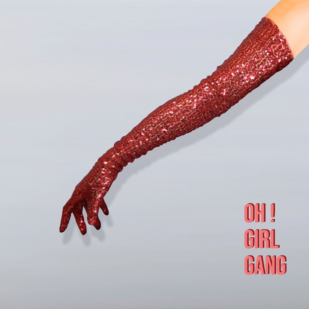 Burgundy Sequin Bling Bling Gloves, Sequin Shiny Opera Gloves (70cm ...