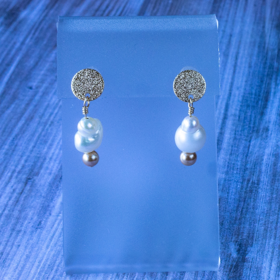 Freshwater White Baroque Pearl 14K Gold Disc Drop Earrings - Etsy
