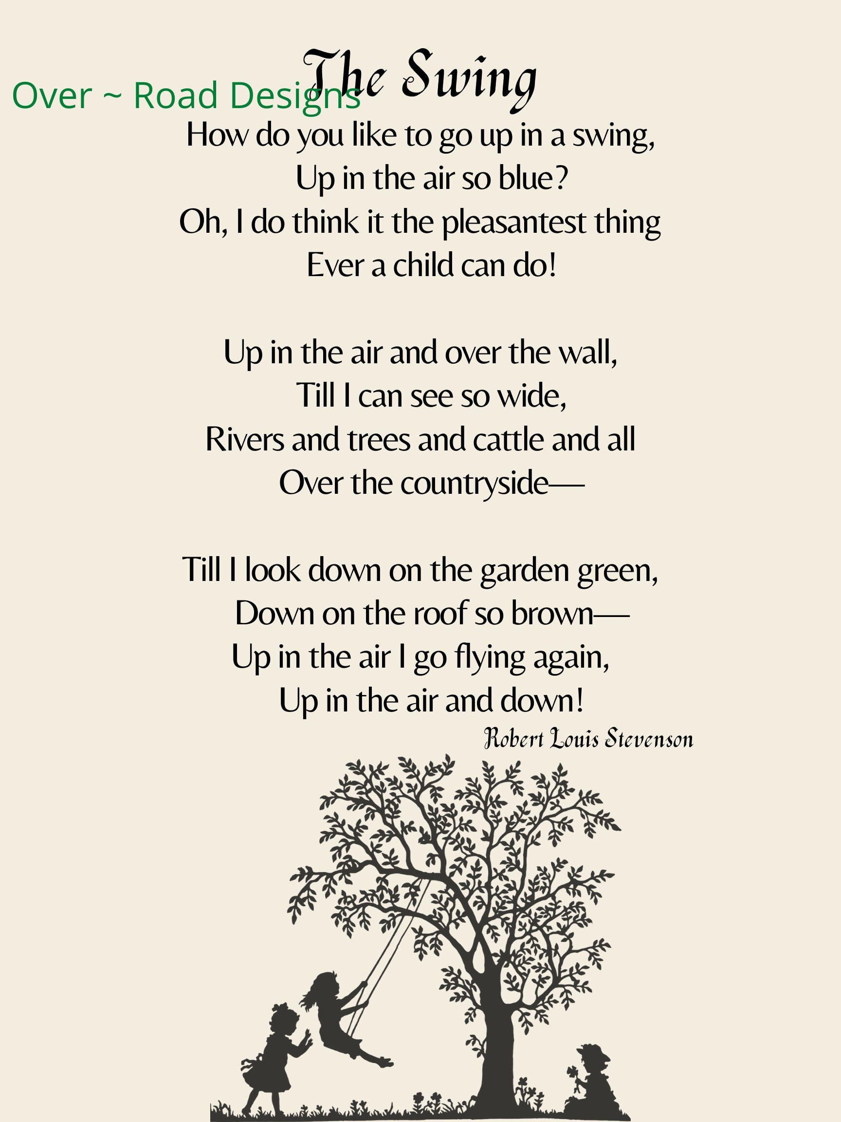 The Swing Robert Louis Stevenson Digital Print Download - Etsy Australia