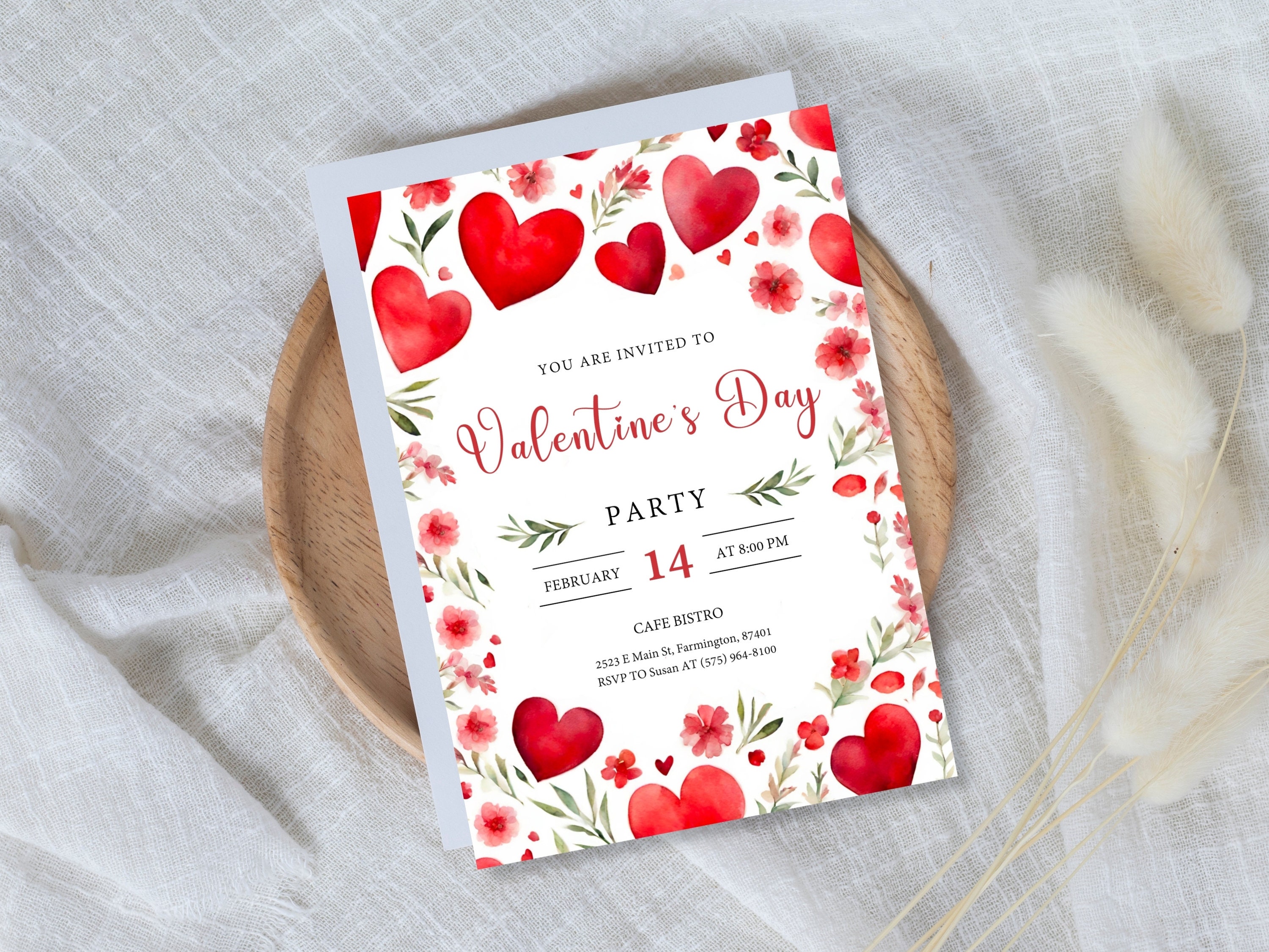 Editable Valentines Day Dinner Party Invitation | Instant Download ...