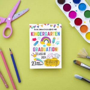 Kindergarten Graduation Party Invitation Class of 2024 | Preschool ...