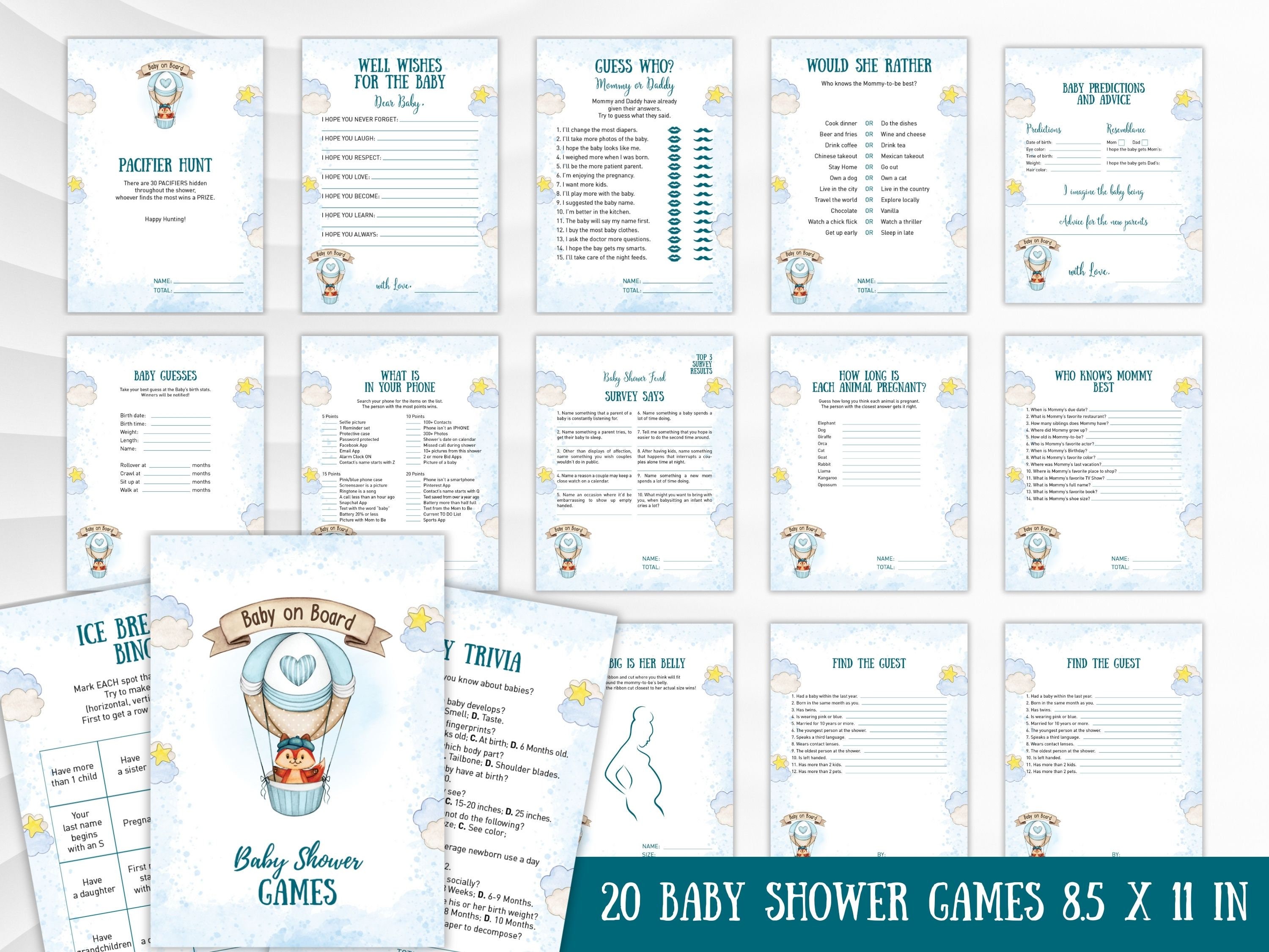 Fox Themed Baby Shower Games for Boys Bundle Instant Download - Etsy