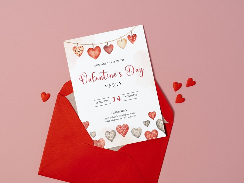 Editable Valentines Day Dinner Party Invitation Instant Download Canva ...