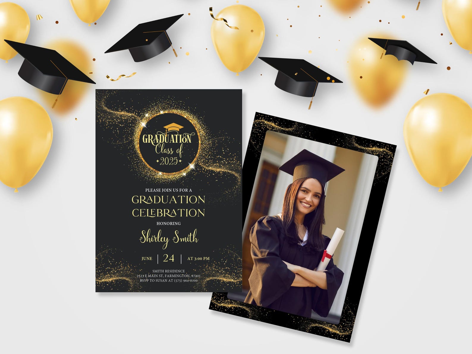 Editable Graduation Party Invitation With Photo Class of 2025 | Instant ...
