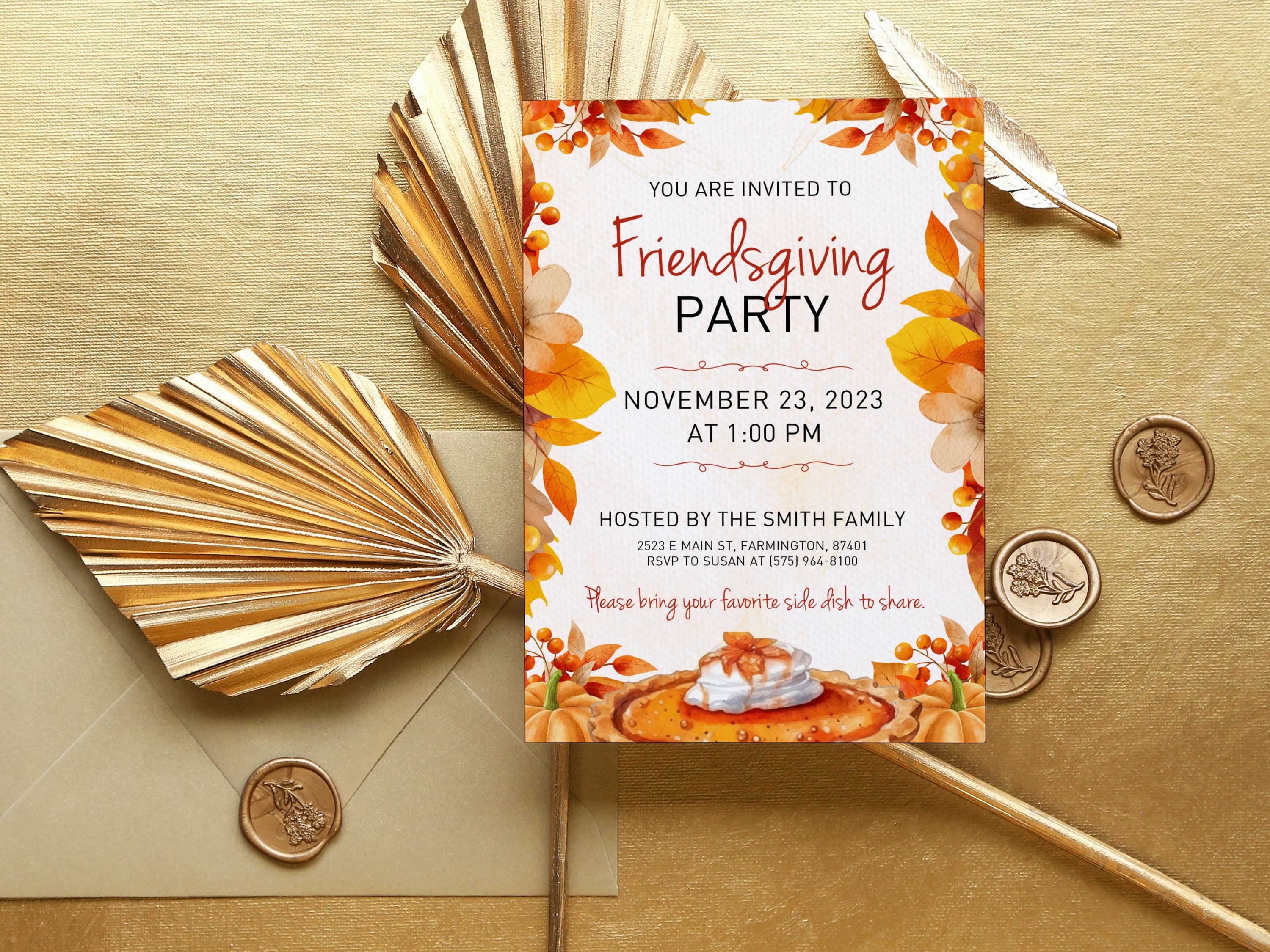 Printable Friendsgiving Party Invitation Editable Template - Etsy