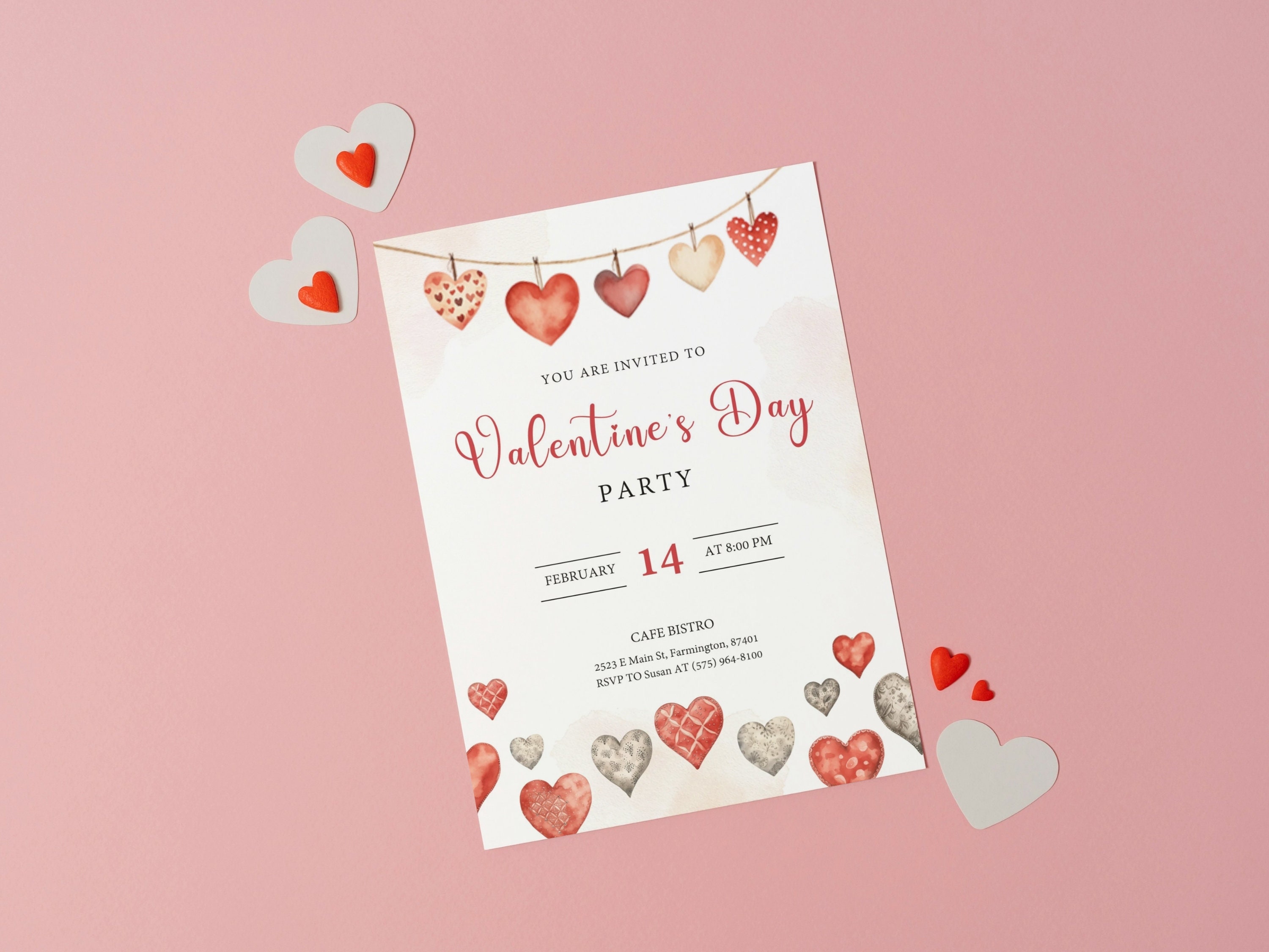 Editable Valentines Day Dinner Party Invitation | Instant Download ...