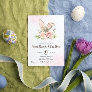 Easter Bunny Brunch and Egg Hunt Party Digital Invitation | Instant ...