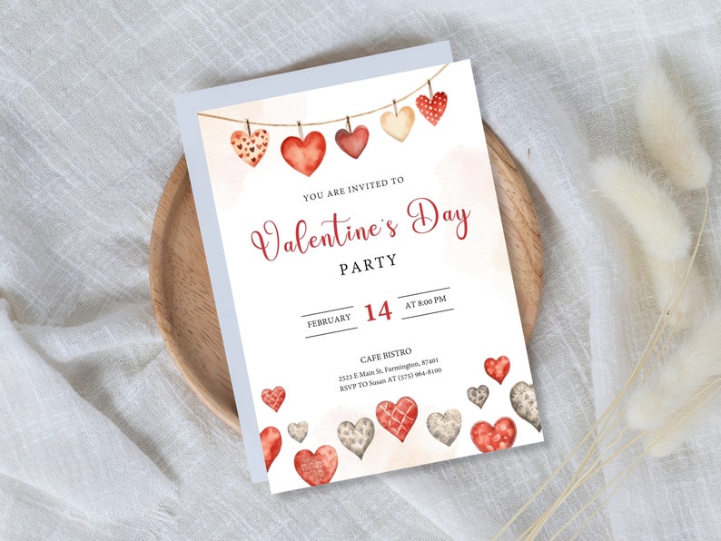 Editable Valentines Day Dinner Party Invitation | Instant Download ...