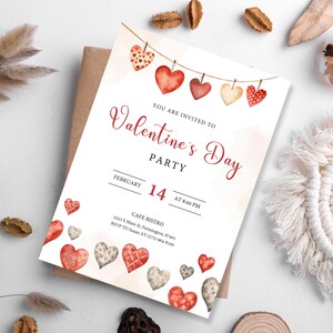 Editable Valentines Day Dinner Party Invitation | Instant Download ...