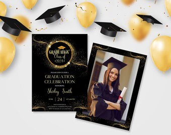 Editable Graduation Party Invitation With Photo Class of 2024 Instant ...