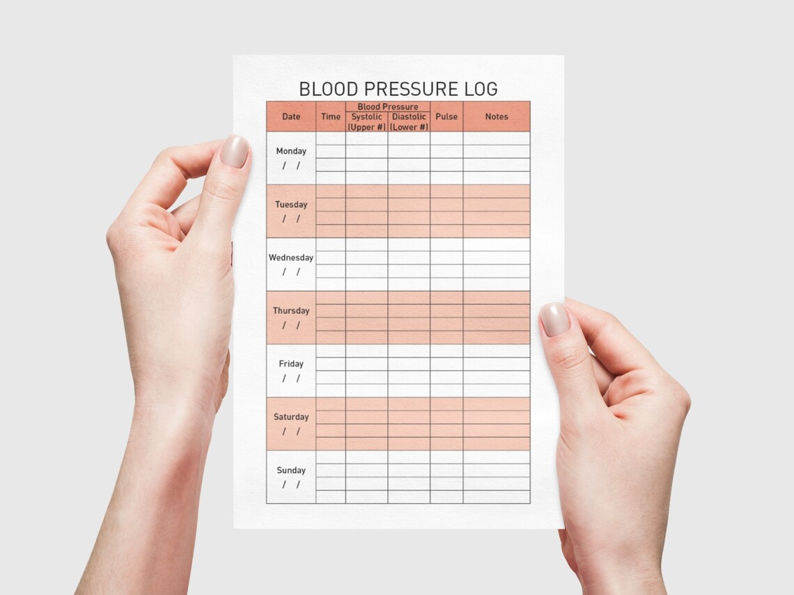 Blood Pressure Tracker Log Printables, Medical Record Organizer, A5 PDF ...