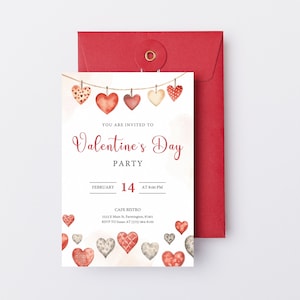Editable Valentines Day Dinner Party Invitation | Instant Download ...