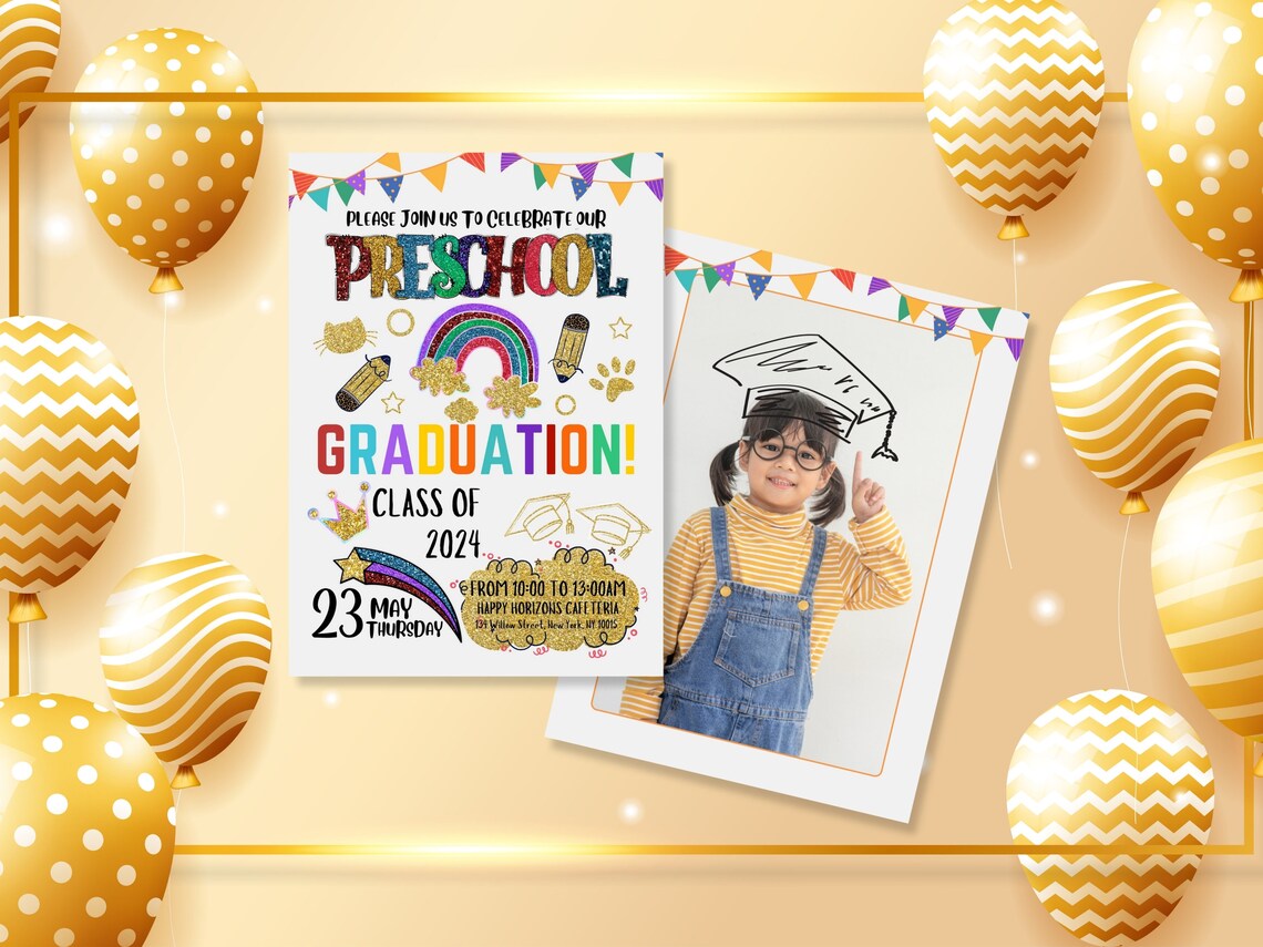 Preschool Graduation Party Invitation Class of 2024 Kindergarten ...