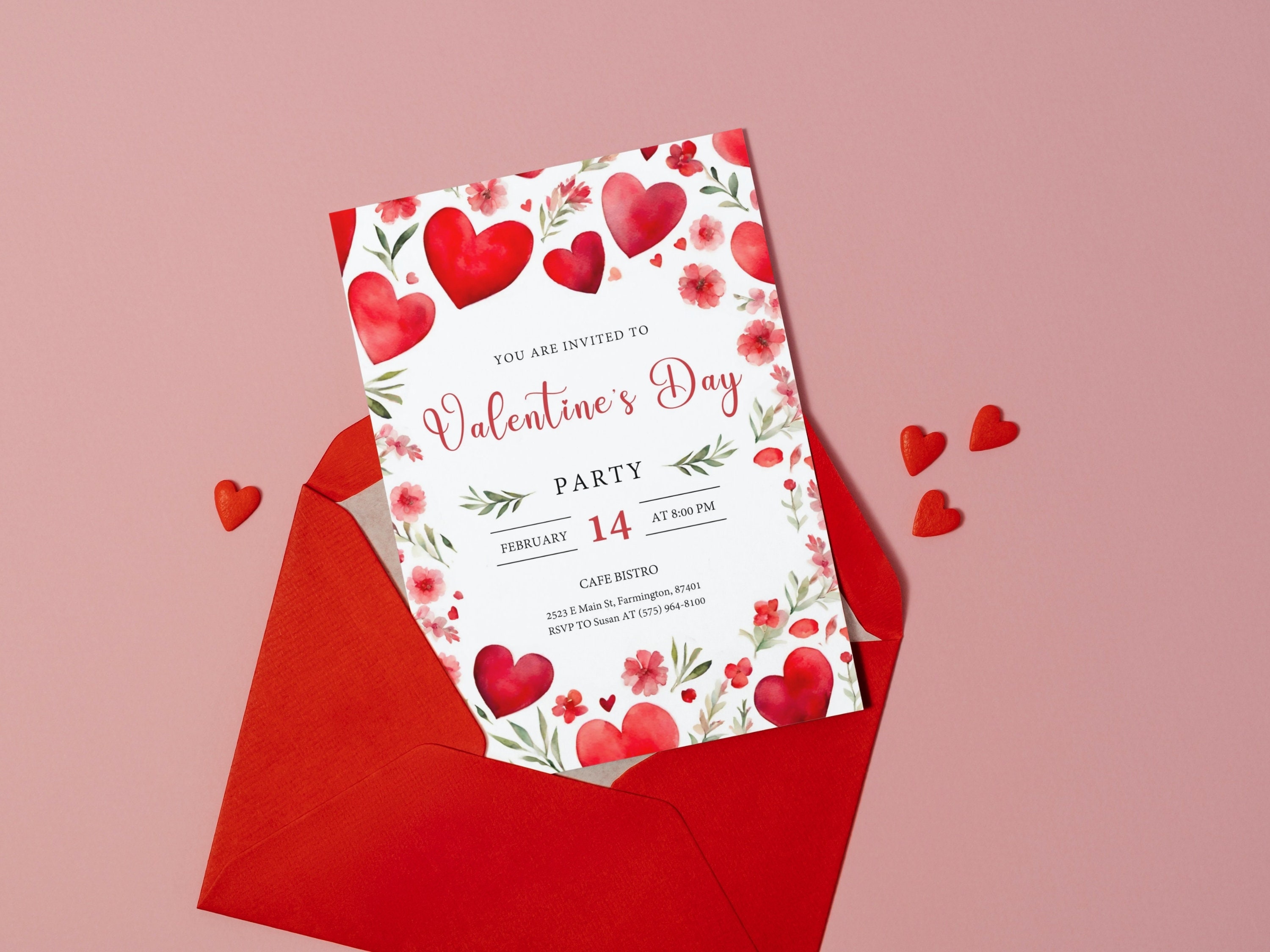 Editable Valentines Day Dinner Party Invitation | Instant Download ...