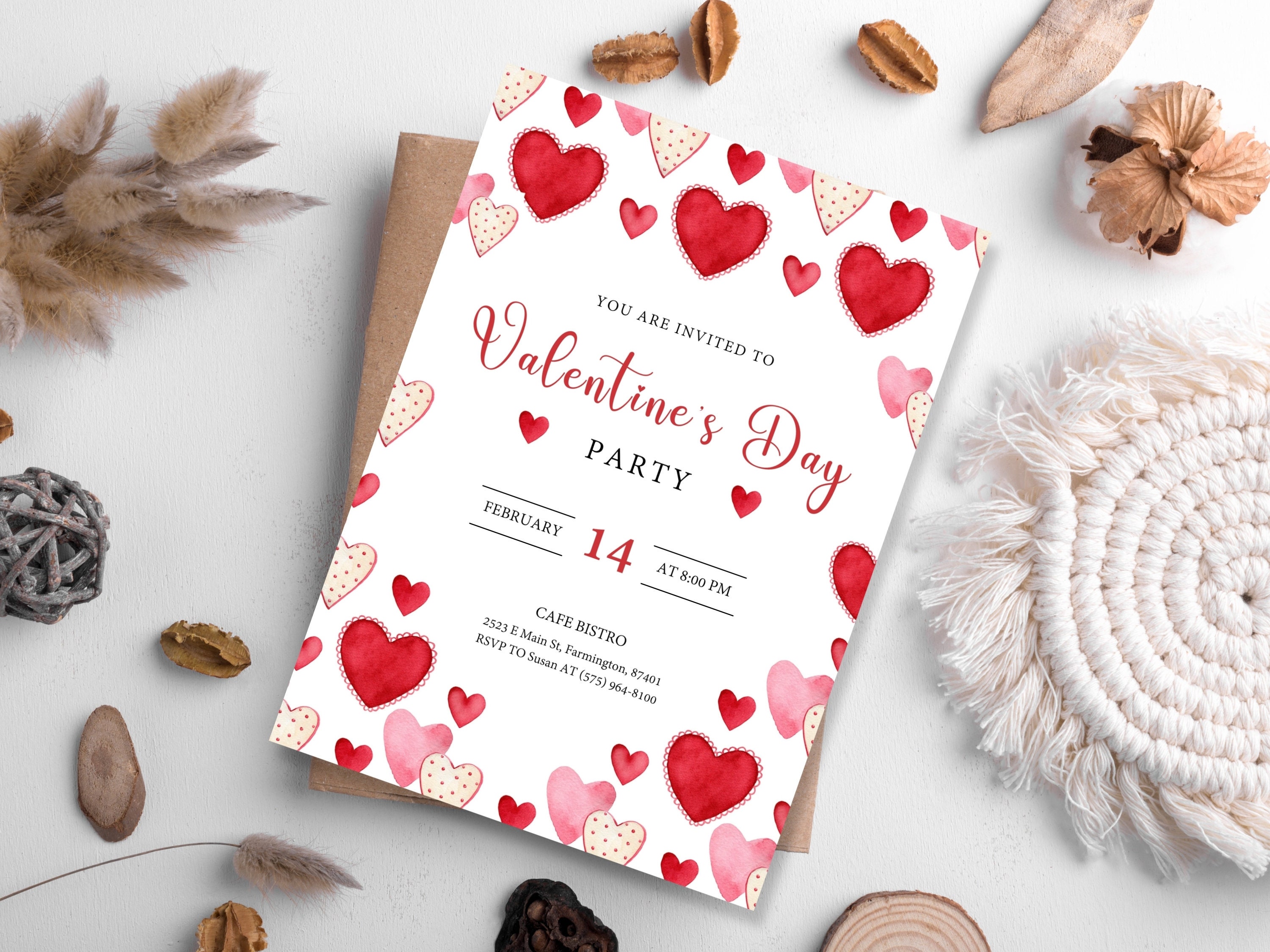 Editable Valentines Day Dinner Party Invitation Instant Download Canva ...