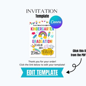 Kindergarten Graduation Party Invitation Class of 2024 | Preschool ...