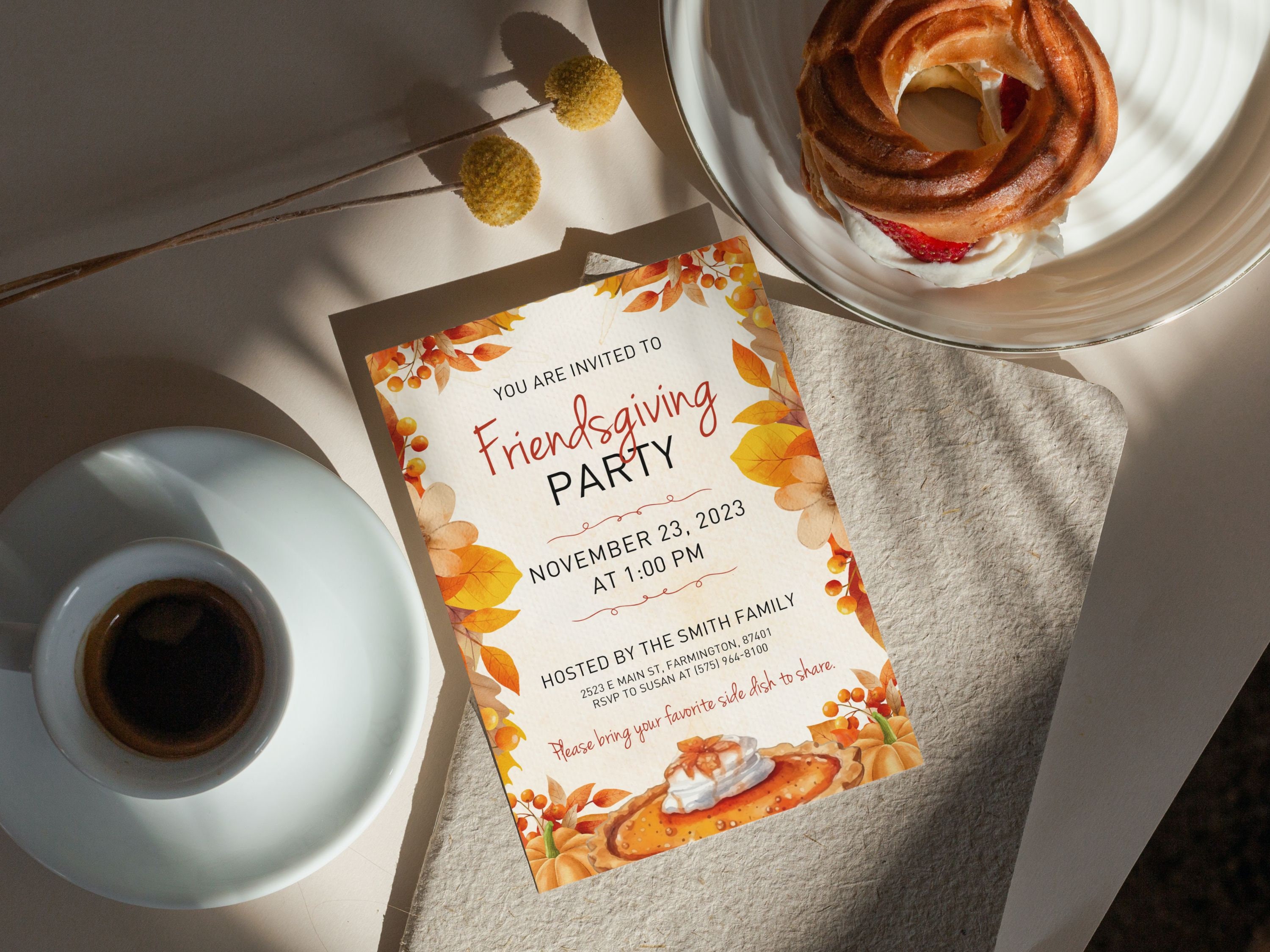 Printable Friendsgiving Party Invitation Editable Template - Etsy