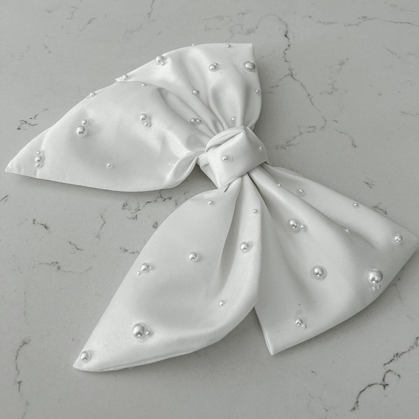 Pearl Hair Bow - Etsy