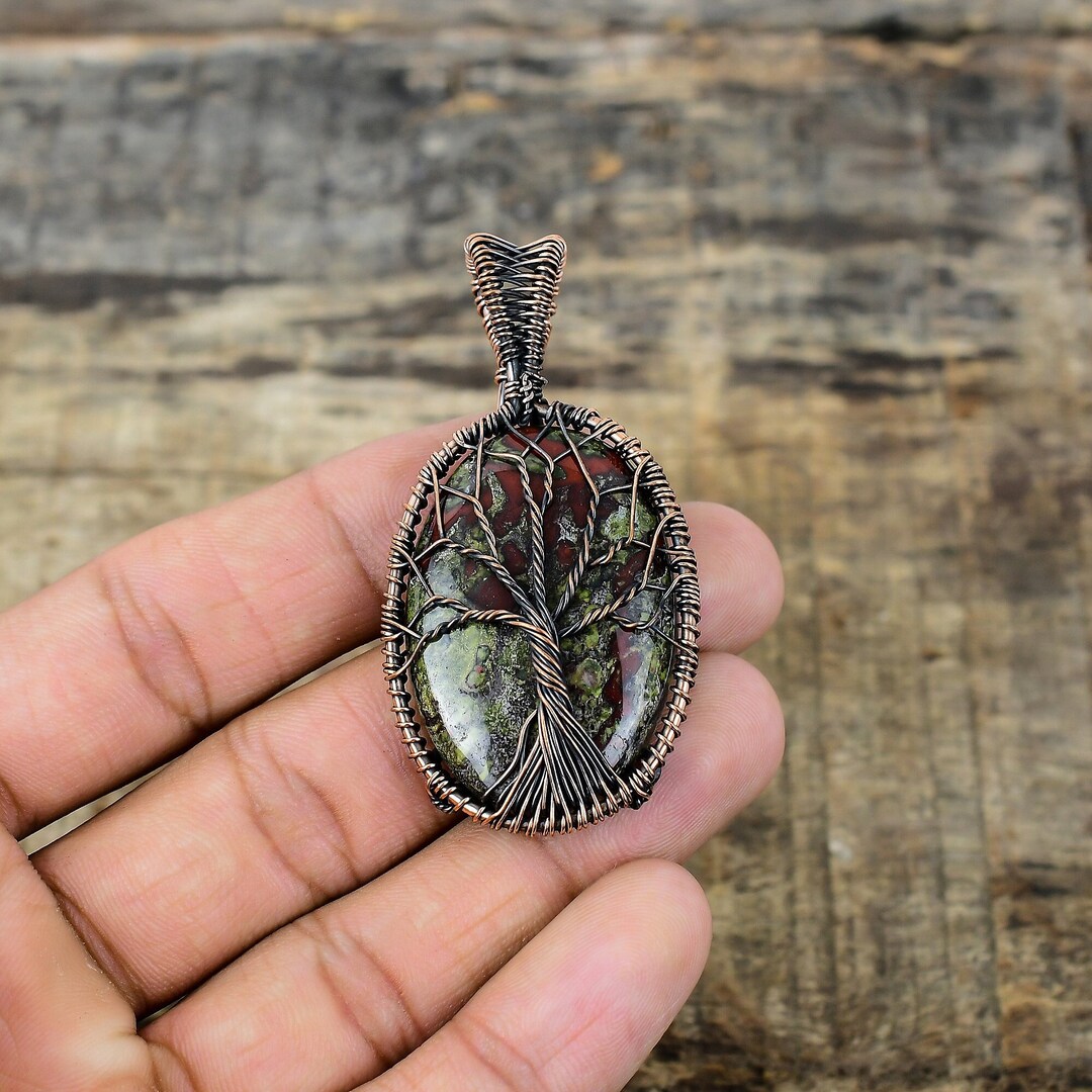 Tree of Life Dragon Blood Jasper Pendant Copper Wire Wrapped Pendant ...