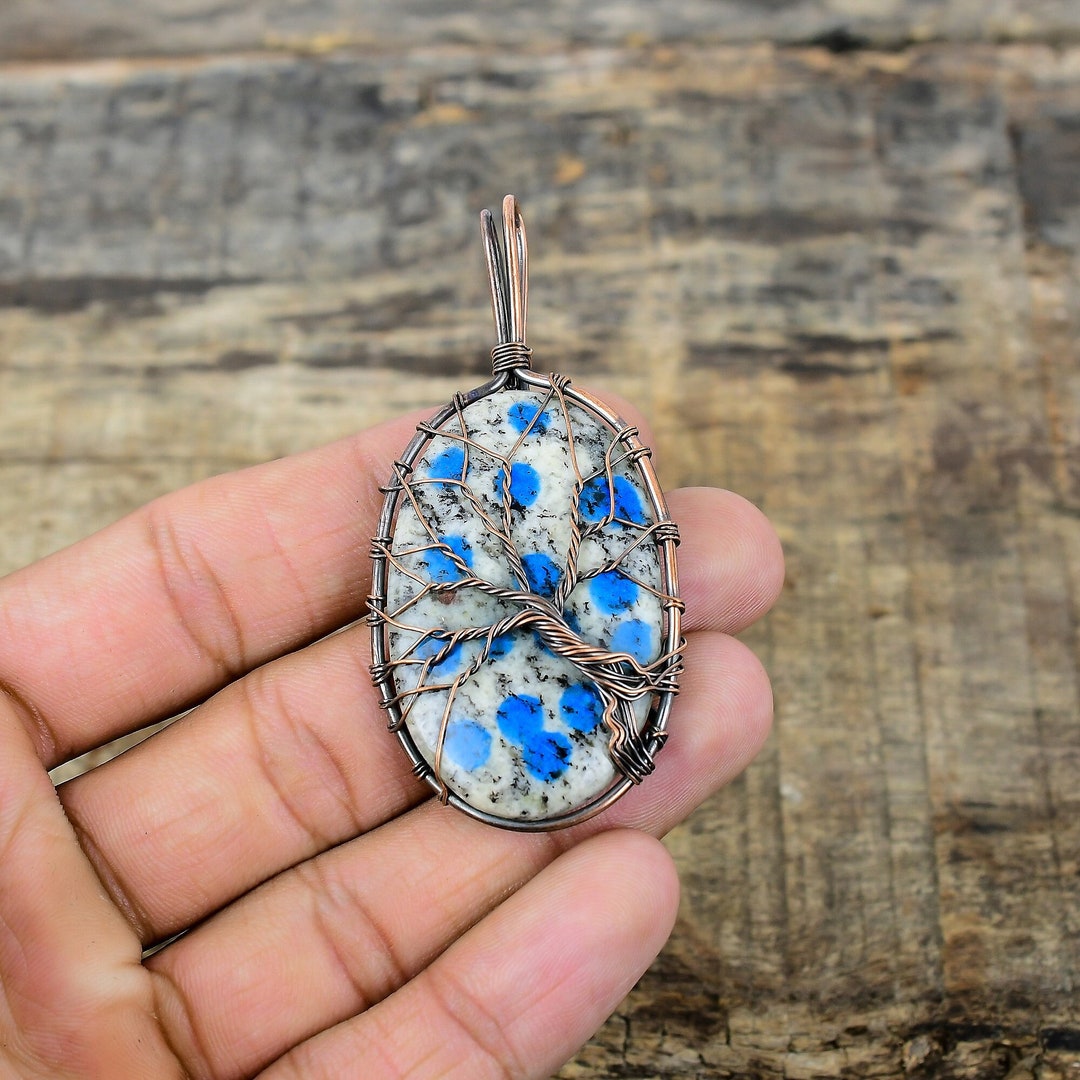 Tree of Life K2 Azurite Pendant Copper Wire Wrapped Pendant K2 Azurite ...