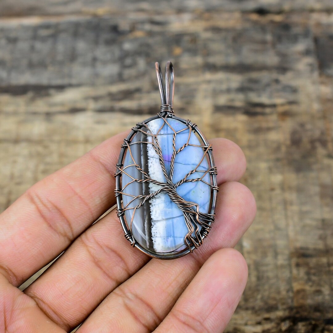 Tree of Life Owyhee Opal Pendant Copper Wire Wrapped Pendant Owyhee ...
