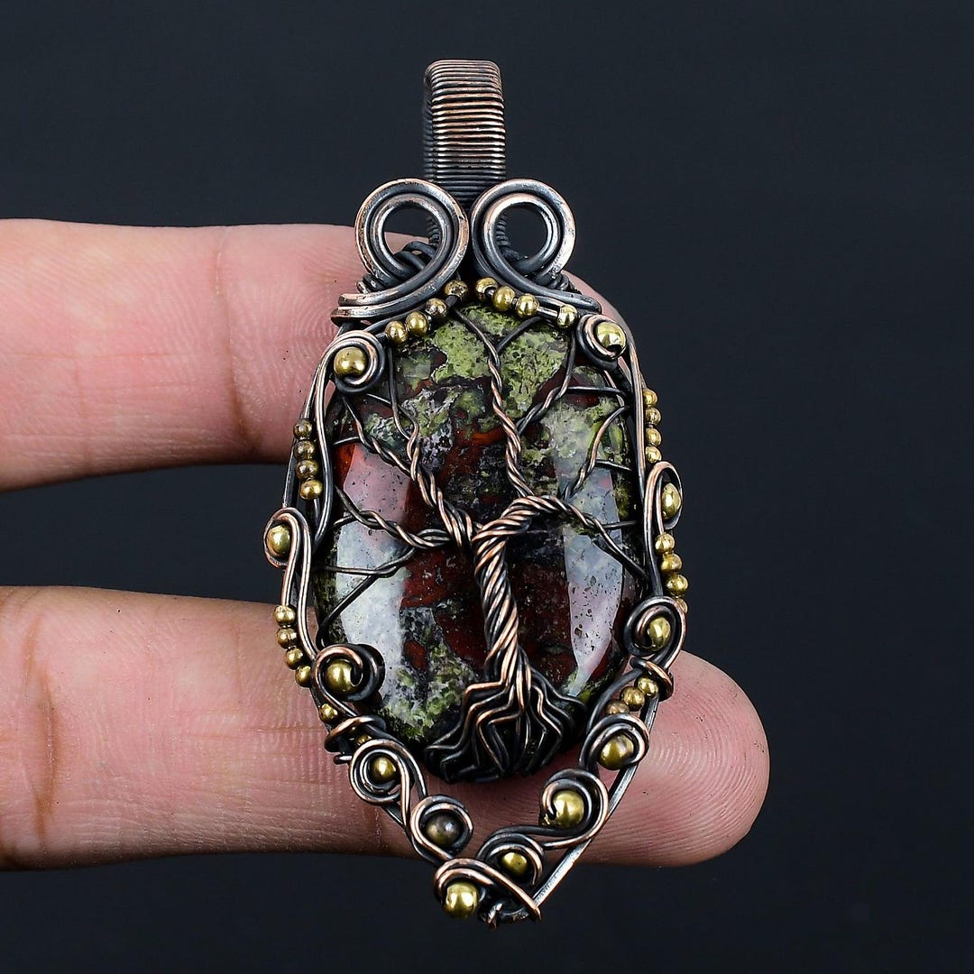 Tree of Life Dragon Blood Jasper Pendant Copper Wire Wrapped Pendant ...