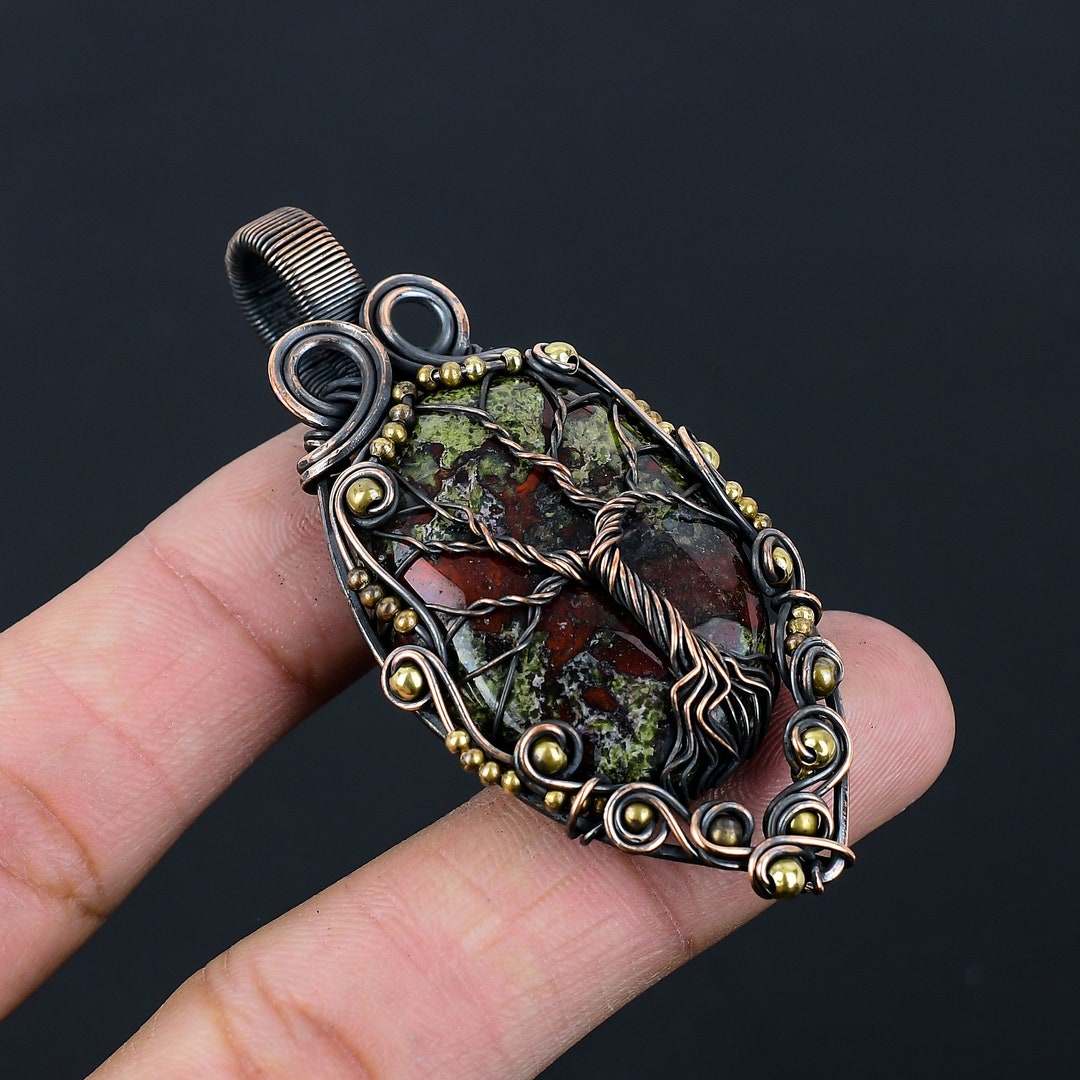 Tree of Life Dragon Blood Jasper Pendant Copper Wire Wrapped Pendant ...