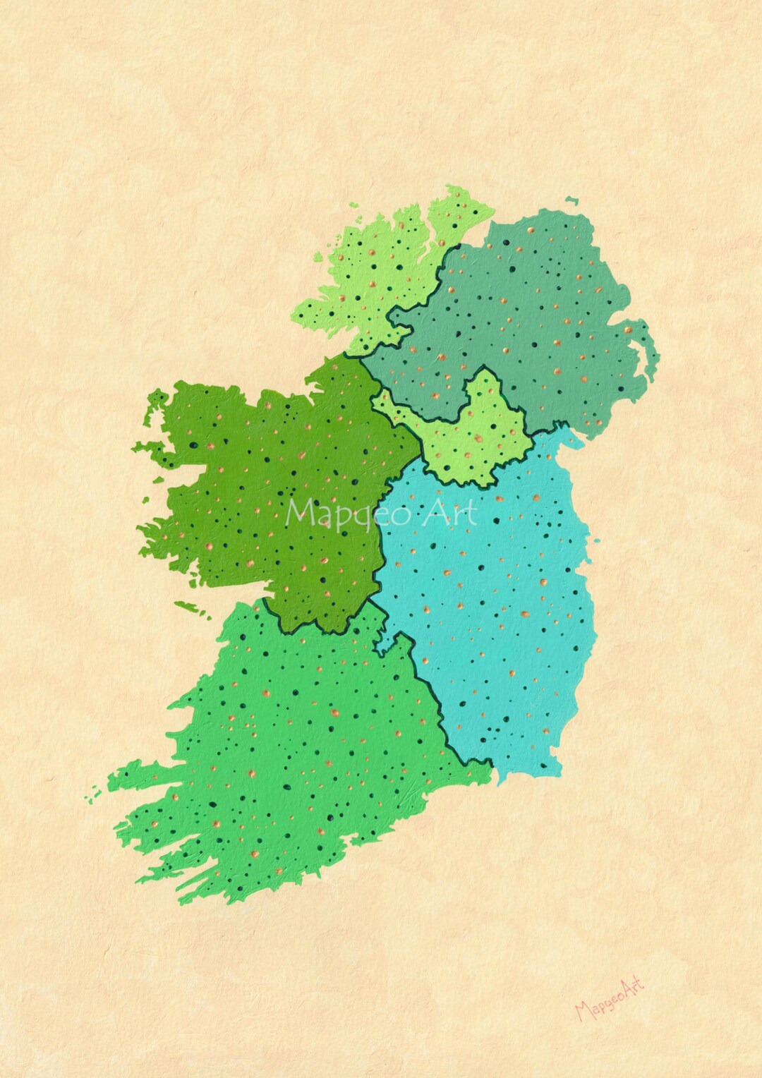Green Ireland Map - Dots - Made With Acrylic - Etsy