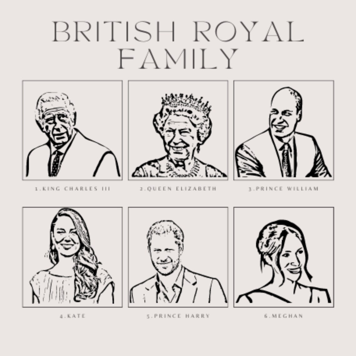 Queen Elizabeth and Royal Family Coloring Pages With SVG Files - Etsy