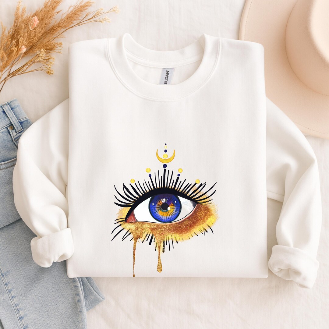 Evil Eye Sweatshirt, Spiritual Protection Crew Neck Sweater, Turkish ...