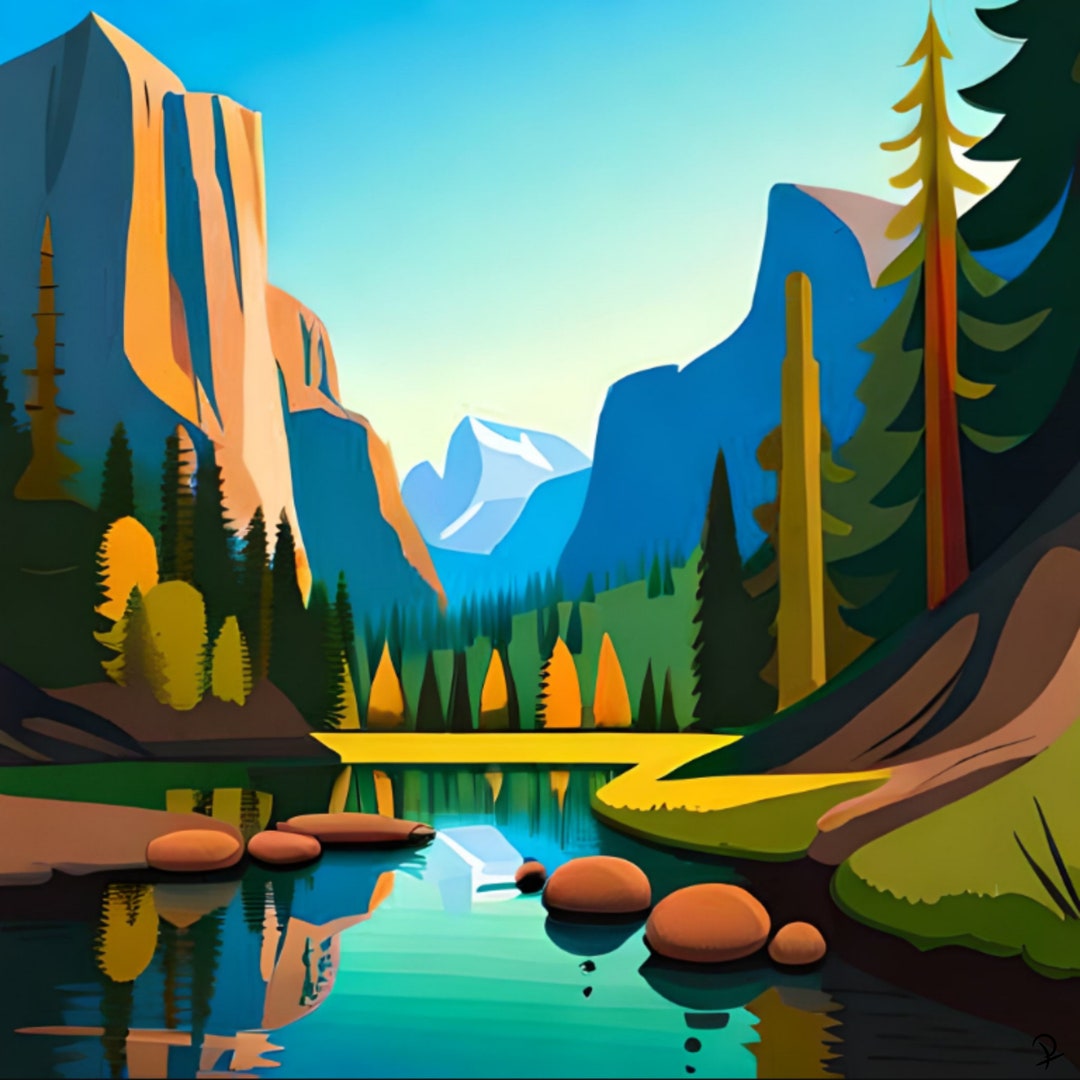 Aaron Douglas Style Yosemite #2 - Etsy