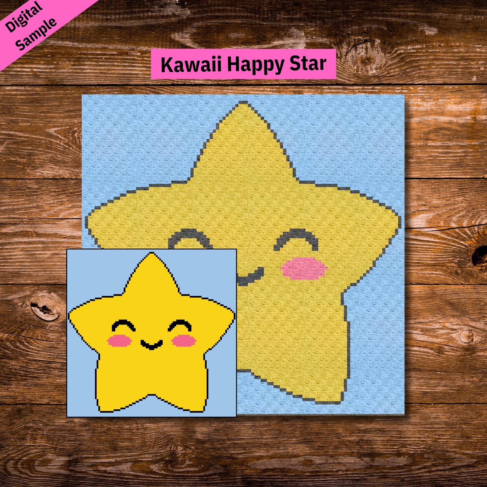 Kawaii Happy Star C2C Crochet Blanket Pattern & Graph, Crochet Baby ...