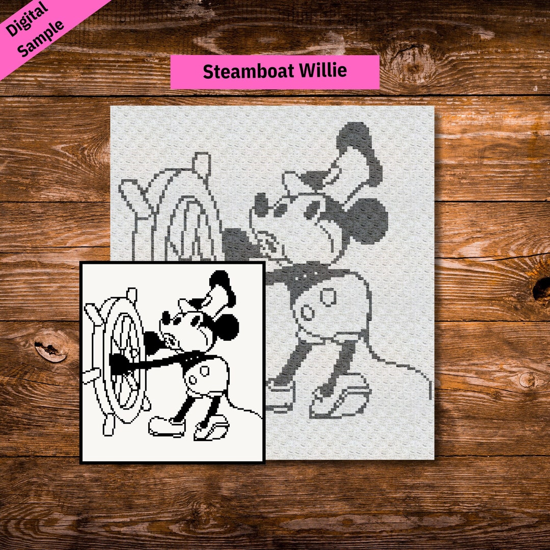 Steamboat Willie Mickey Mouse C2C Crochet Blanket Pattern & Graph ...