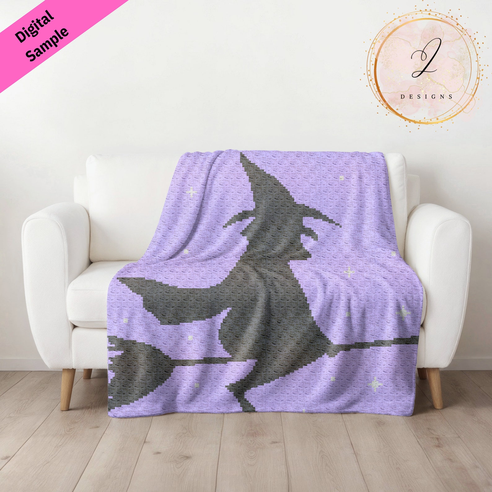 Witch on Broom C2C Crochet Blanket Pattern & Graph, Witch Crochet ...