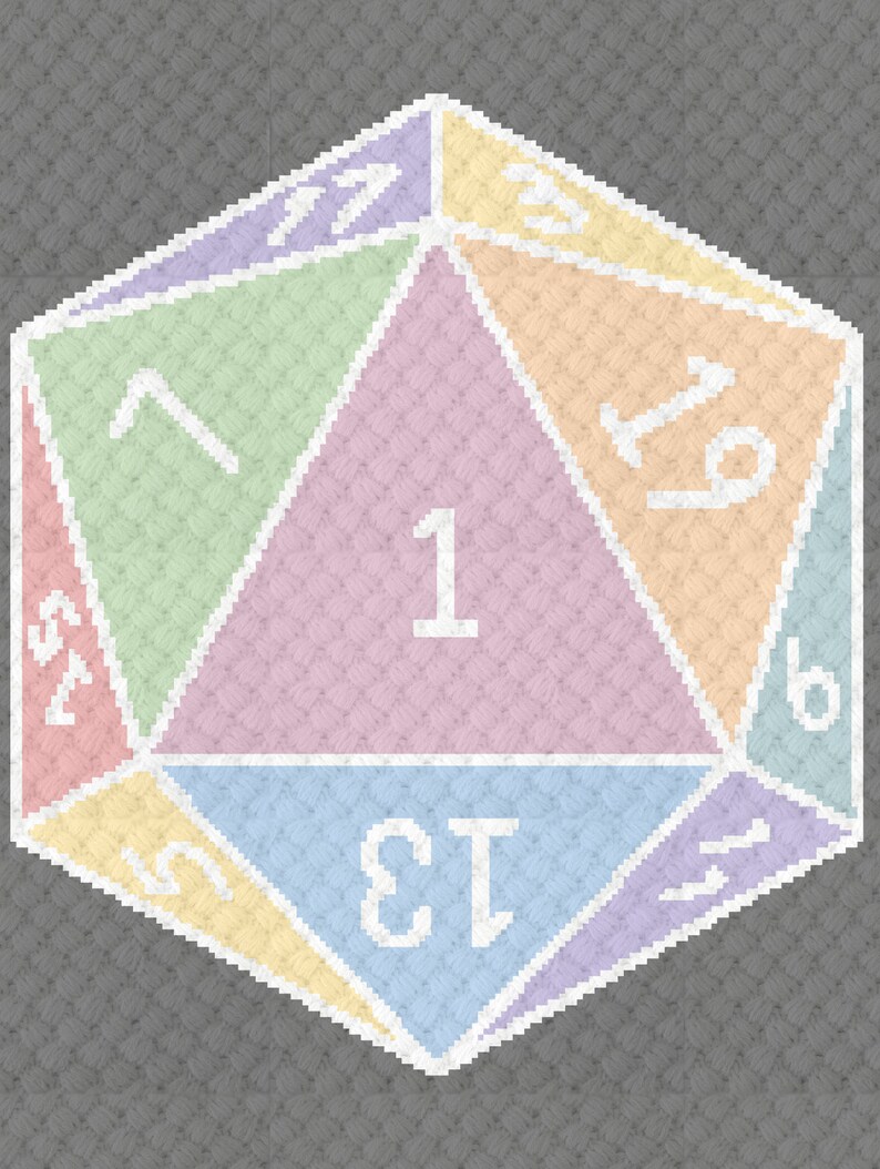 Crochet Rainbow D20 Graph Written Pattern for C2C & Tapestry - Etsy