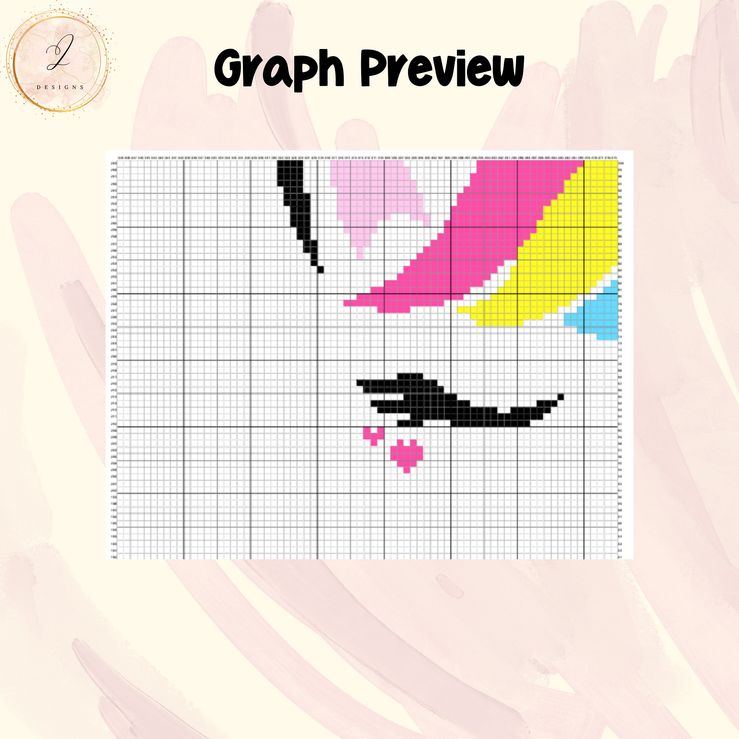 Cute Unicorn Face C2C Crochet Blanket Pattern & Graph, Unicorn Crochet ...