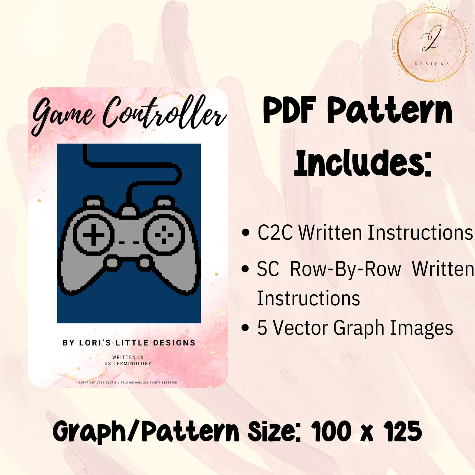 Game Controller C2C Crochet Blanket Pattern & Graph, Video Game Crochet ...