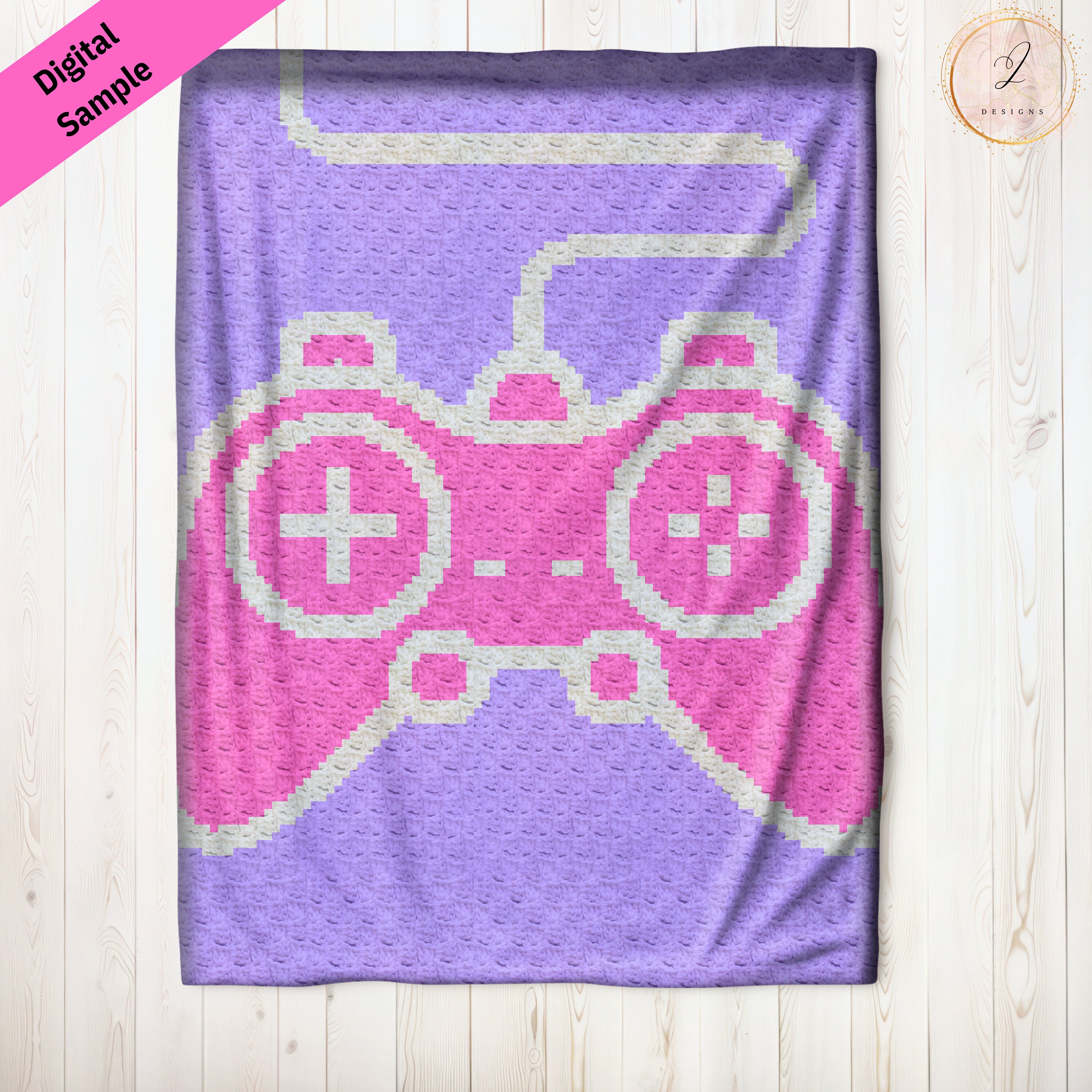 Pink Game Controller C2C Crochet Blanket Pattern & Graph, Video Game ...
