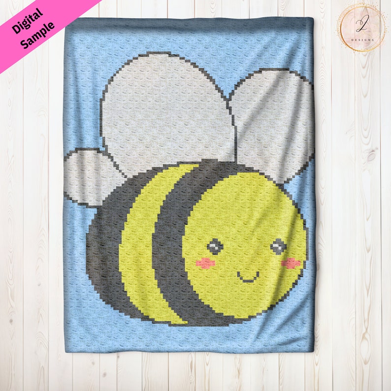 Happy Bee C2C Crochet Blanket Pattern & Graph, Crochet Baby Blanket ...