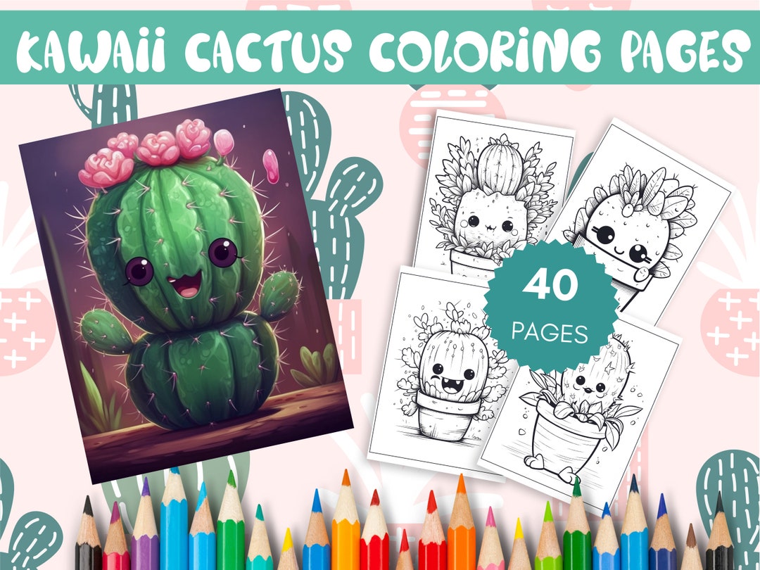 Kawaii Cactus Coloring Page Set Instant Download Digital - Etsy
