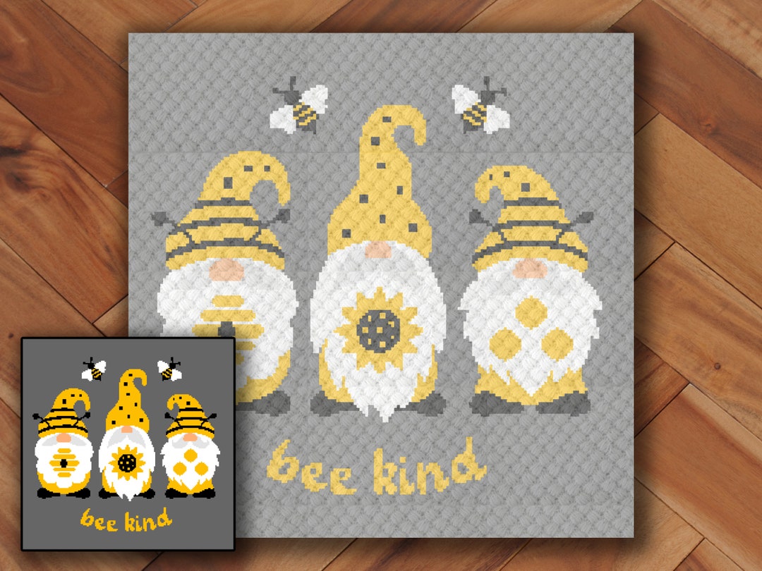 Crochet Bee Kind Gnomes Graph Written Pattern for C2C & Tapestry ...