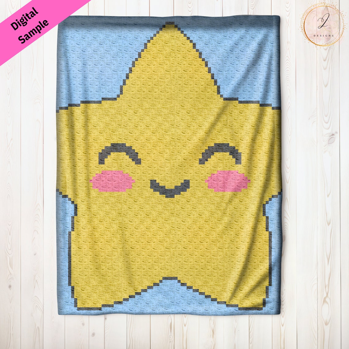 Kawaii Happy Star C2C Crochet Blanket Pattern & Graph, Crochet Baby ...